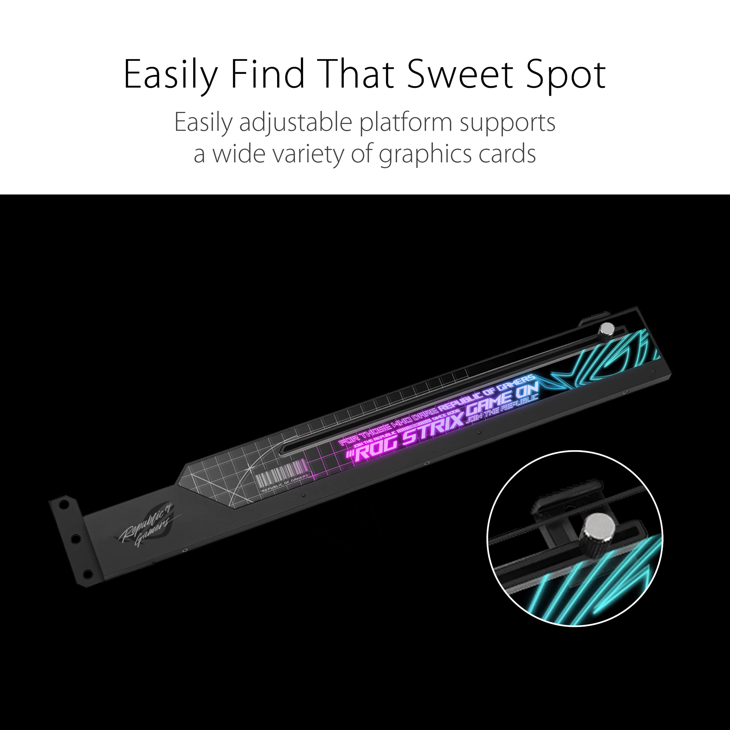 ASUS ROG Strix 8 GB , DIMM Graphics Card Holder (Easily Adjustable, Aura Sync RGB Lighting, Universal GPU Support)