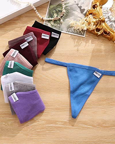 FINETOO 6 Pack G String Thongs for Women Cotton Panties Low Rise Stretch T-back Tangas Sexy Underwear Womens S-XL