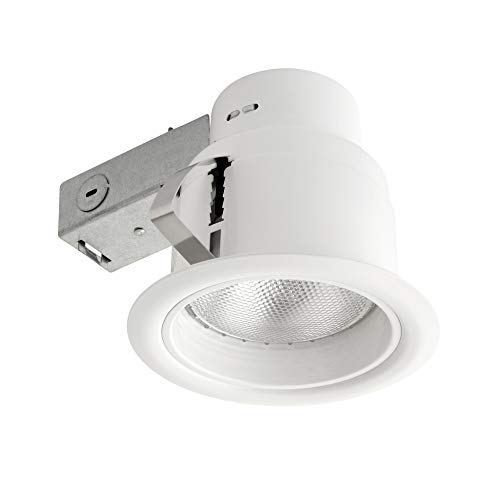 Globe Electric 90671 5" Rust Proof Indoor/Outdoor Ridged Baffle Round Trim Recessed Lighting Kit, White, Easy Install Push-N-Click Clips, 4.5" Hole Size, Dimmable, Ceiling Light Fixture, Porch Light