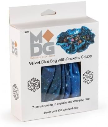 FanRoll Velvet Compartment Dice Bag with Pockets: Galaxy, Role Playing Game Dice Accessories for Dungeons and Dragons