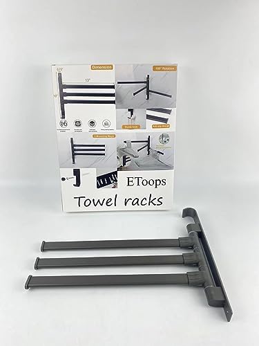 EToops Towel Racks, Swivel Towel Rack, Rustproof and Durable Space Saving Towel Hanger, Towel Bar Swing Out 180° Rotation, Wall Mounted/Glue Mounted Towel Rod with Hook for Bathroom, Kitchen