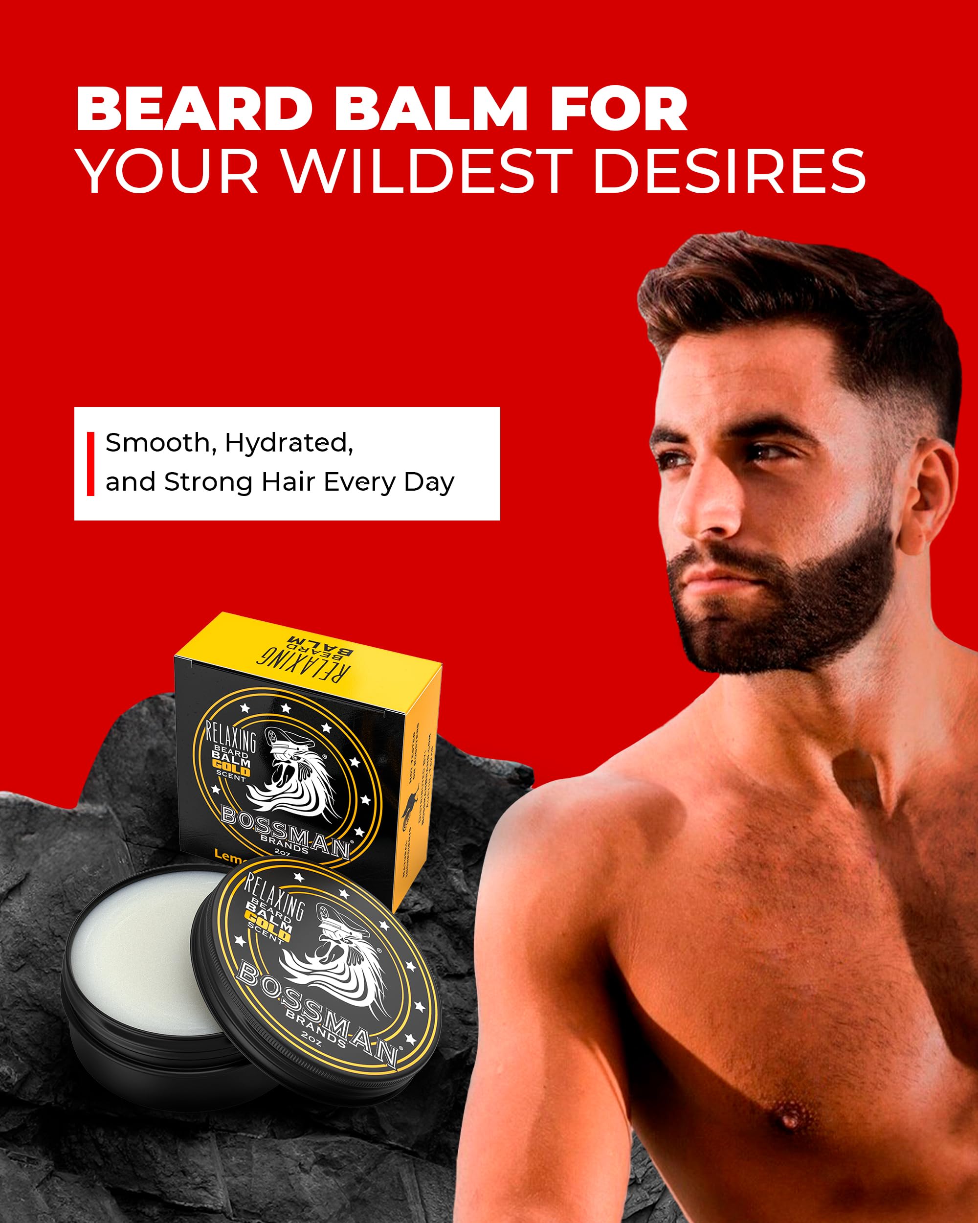Bossman Relaxing Beard Balm - Beard Tamer, Relaxer, Thickener and Softener Cream - Beard Care Product - Made in USA (Magic Scent)