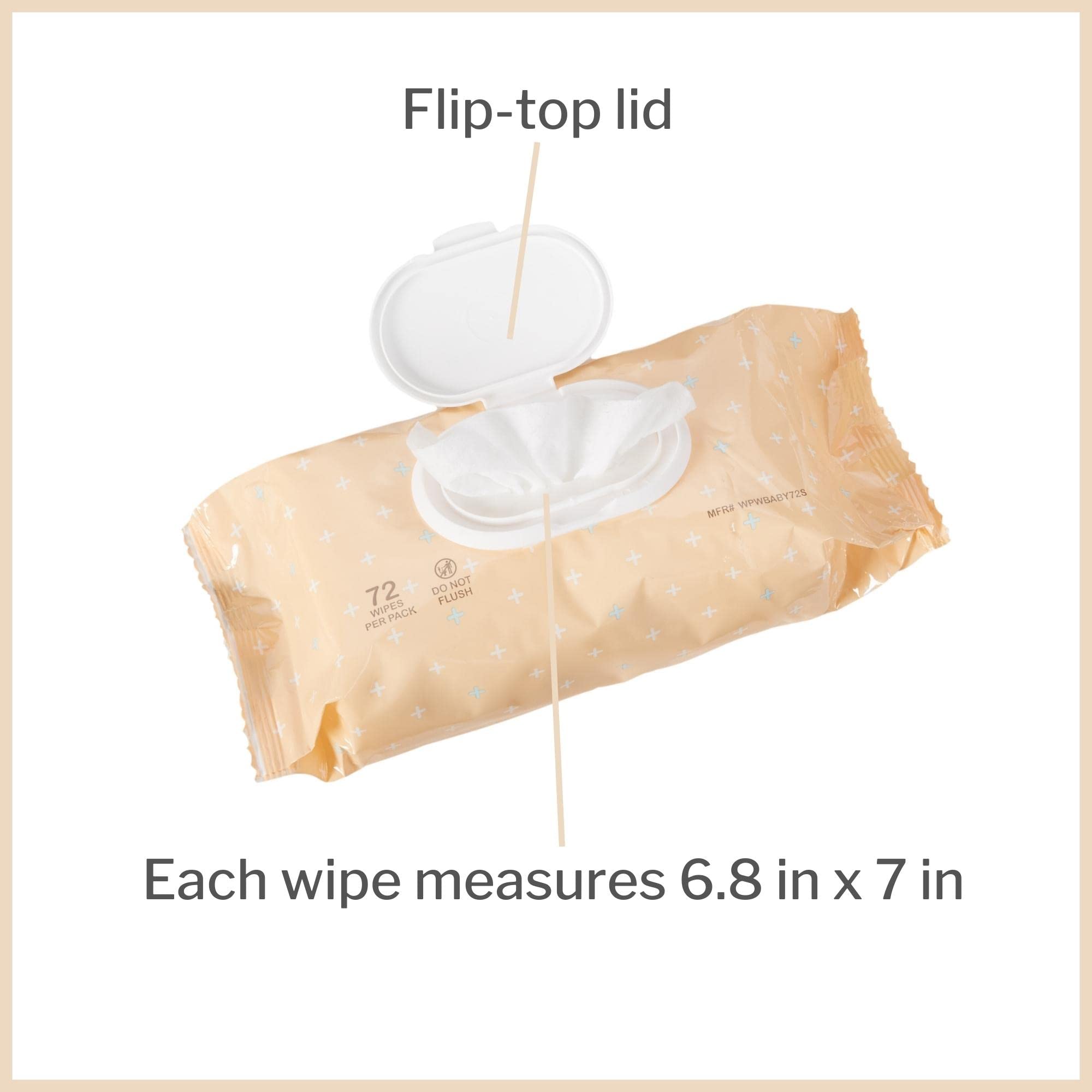 McKesson Baby Wipes - Scented with Powder Soft Fragrance, Contains Aloe and Vitamin E - 6.8 in x 7 in, 72 Wipes, 1 Pack