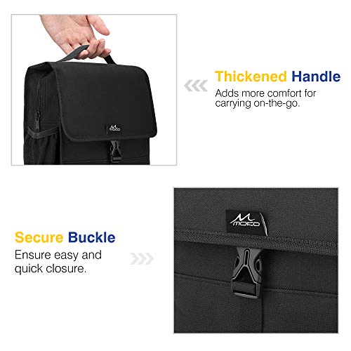 MoKo Insulated Lunch Bag, Reusable Cooler Tote Bag, Collapsible Multi-use Lunch Box, Thermal Lunch Sack with Zipper Closure for Travel Picnic Office, Black