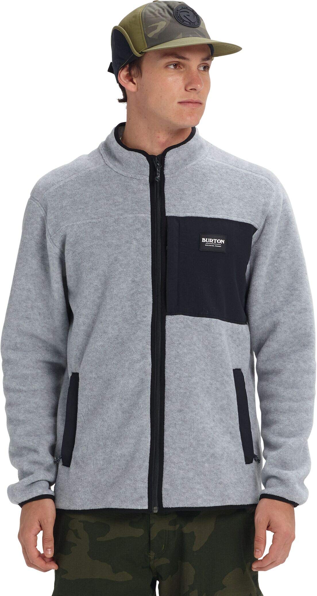 Burton Men's Hearth Full-Zip, Gray Heather / True Black, Medium