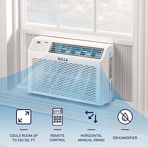 DELLA 8000 BTU 115V/60Hz Energy Saving Window Air Conditioner, Whisper Quiet AC Unit with WIFI Smart Controls, Remote, Dehumidifier, Fan, Cools Up to 350 Sq. Ft.