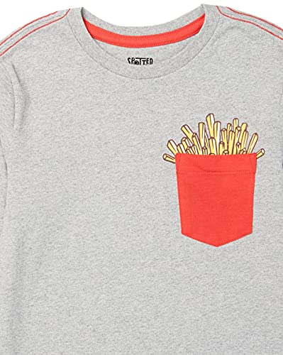 Amazon Essentials Boys' Long-Sleeve T-Shirts (Previously Spotted Zebra), Pack of 5, Multicolor/Fries/Pizza, Medium