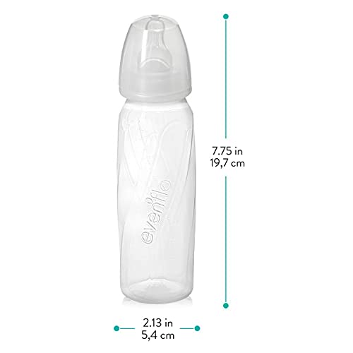 Evenflo Feeding Premium Proflo Vented Plus Polypropylene Baby, Newborn and Infant Bottles - Helps Reduce Colic - Clear, 8 Ounce (Pack of 6)