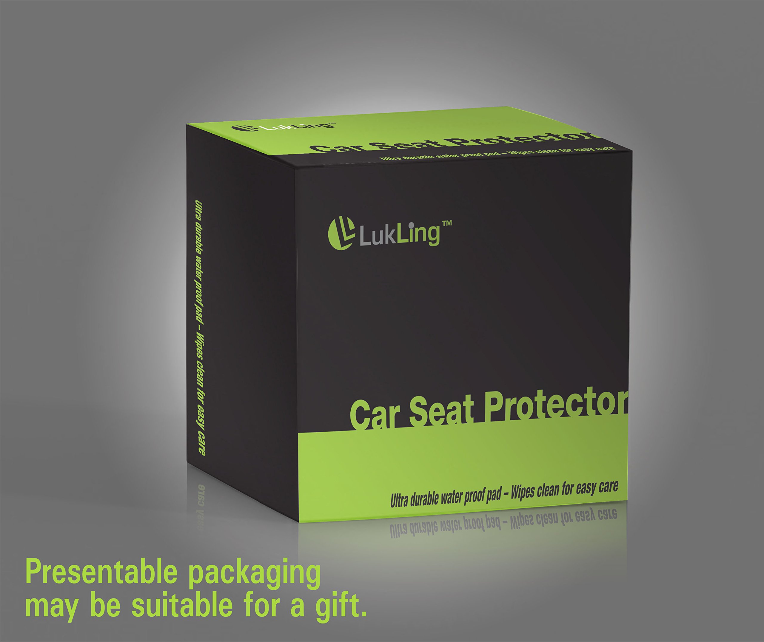 Lukling Car Seat Protector with Thickest and Largest Pad for Leather Seats in Luxury Cars - 2 Mesh Organizer Pockets - Works Great with Children and Pets, (Black with Black Stitching)