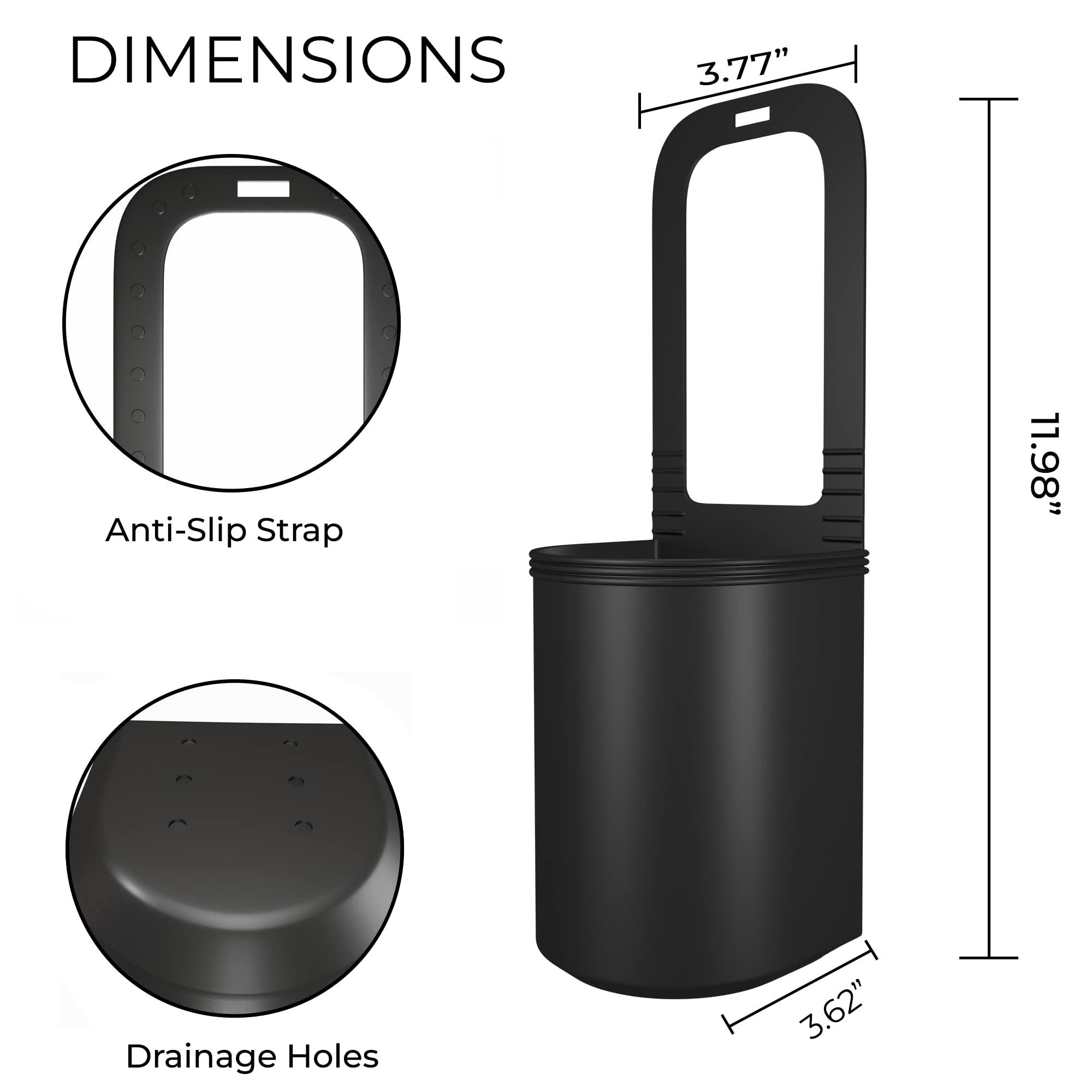 Rebraf Products Silicone Stroller Cup Holder- Stroller Organizer- Phone Holder- Portable Universal Attachment for Stroller, Walker, Bike, Wheelchair, Scooter, Lawn Chair, Beach Chair (Black)