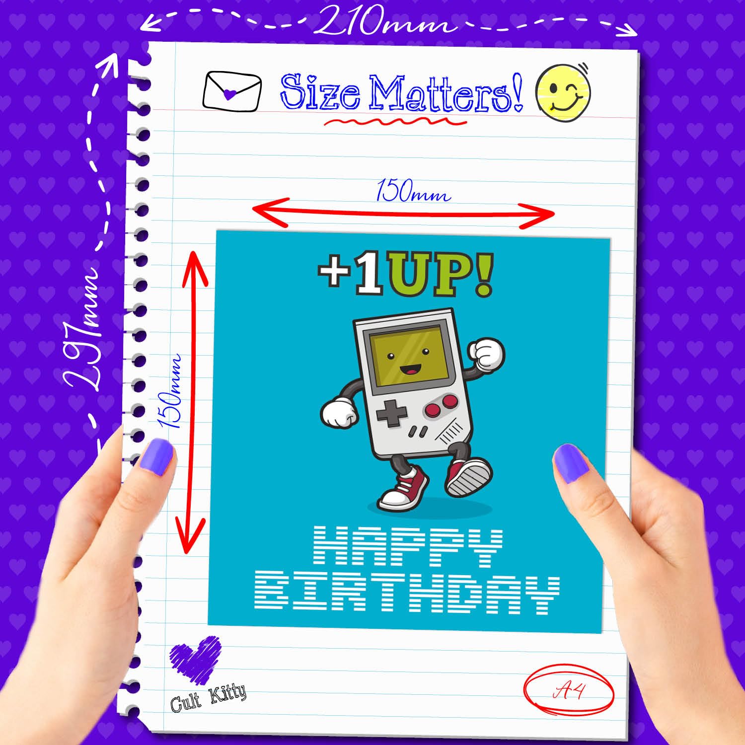 Cult Kitty Greeting Card - Retro Gamer Gaming Card - Funny Birthday Card for Him & Her