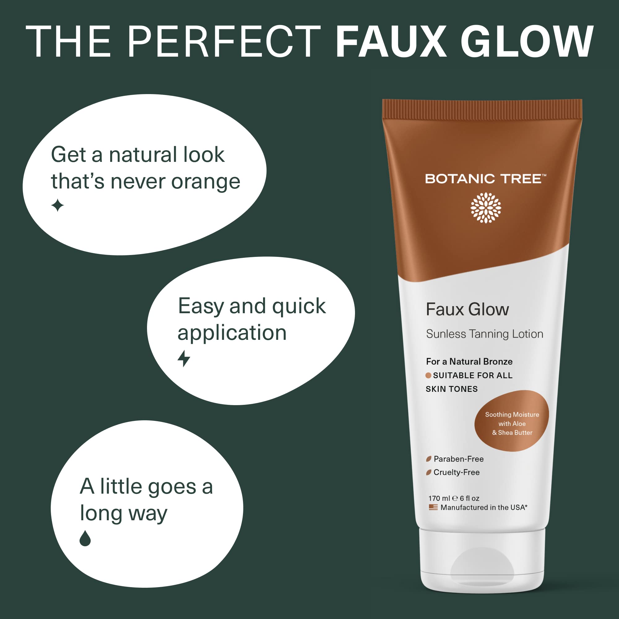 Botanic Tree Self Tanner - Sunless Tanner for Natural-Looking Fake Tan-Herbal Self Tanning Lotion for Flawless Bronzer Skin-Instant Face and Body Tanner for Fair and Dark Skin.