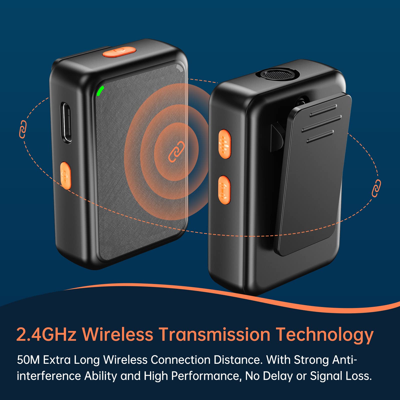 APEXEL Wireless Lavalier Microphones, 2.4G Lavalier Dual Transmitter & 1 Receiver Lapel Mic for iPhone, Android and DSLR Camera for Interview, Vlog Streaming, Tiktok Live Streaming.