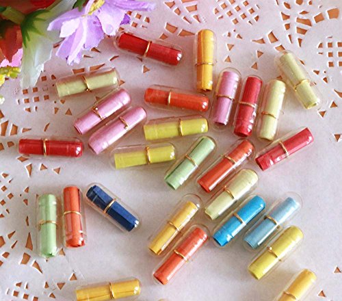 mollensiuer 100Pcs Lovely Mini Pill Shaped Message Bottles Capsule Letter Friendship Wishing Bottles for Wedding Decoration, Party Favors