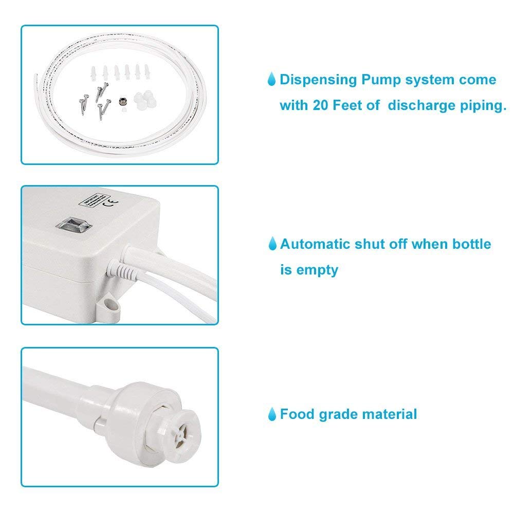 Bottled Water Dispenser Pump System - 20ft 110V AC US Plug Water Dispensing Pump with Single Inlet - Compatible Use with Coffee/Tea Machines, Water Dispensers, Refrigerators, Ice Makers