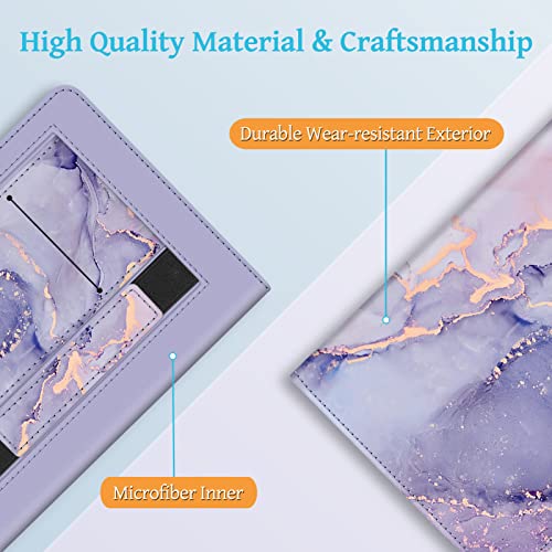 Fintie Stand Case for 6" All-New Kindle (2022 Release) - PU Leather Cover with Card Slot & Hand Strap for Kindle 2022 11th Generation Model No. C2V2L3 (NOT fit Paperwhite or Oasis), Lilac Marble