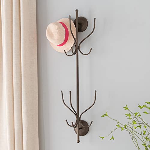 Kings Brand Furniture – Nino Metal 12 Hook Wall Mount Coat & Hat Rack, Pewter