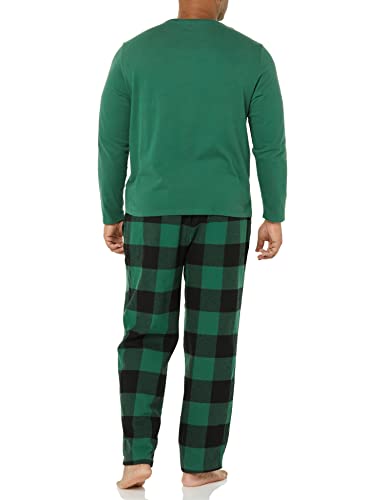 Amazon Essentials Men's Flannel Pajama Set (Available in Big & Tall), Green/Buffalo Plaid, Medium