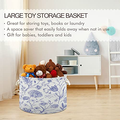 Kigai Cotton Rope Basket Toile Pattern Large Storage Basket for Toys Blanket Baby Laundry Basket for Nursery, Closet, Bedroom, Home Organization