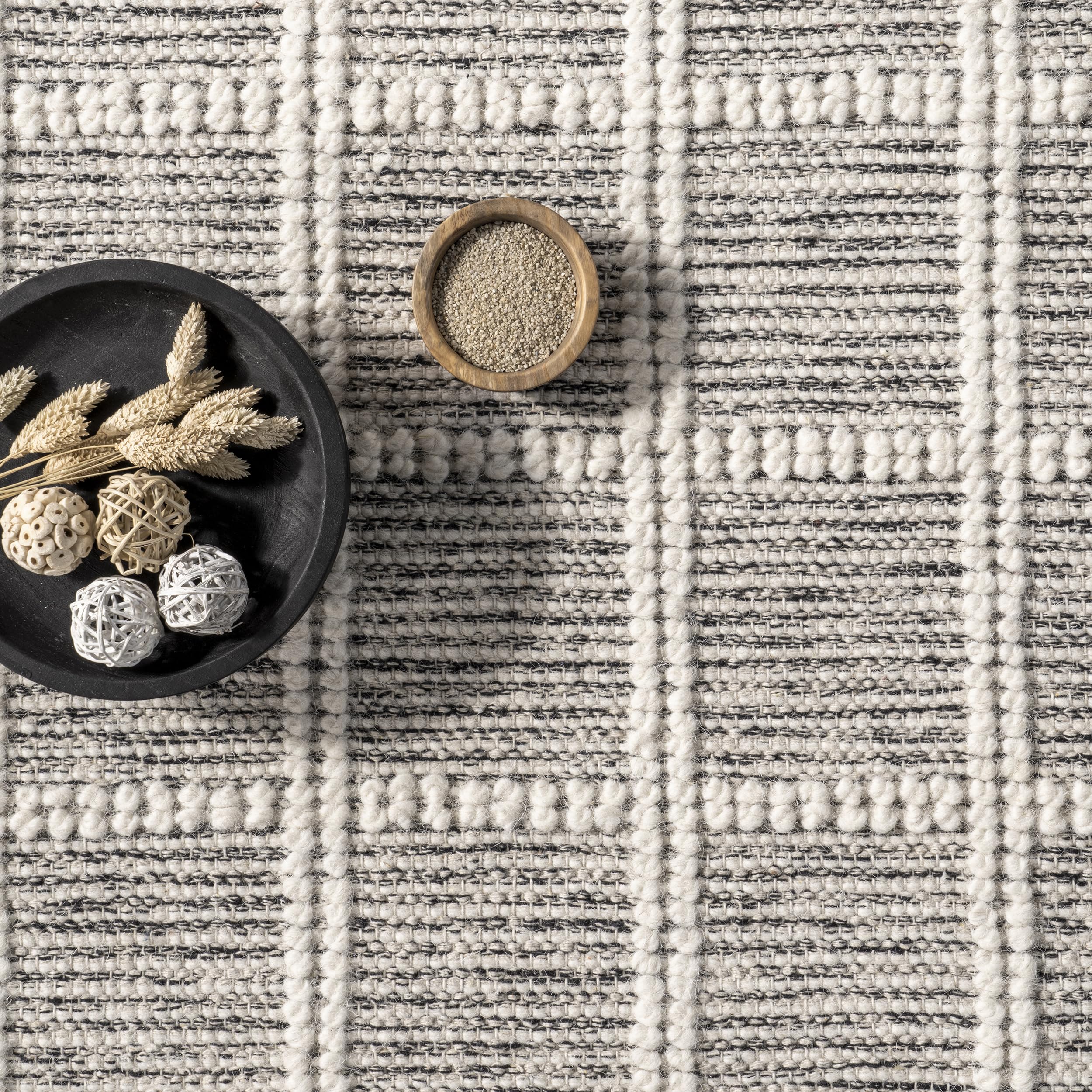 nuLOOM Huia Striped 8x10 Wool Area Rug for Living Room Bedroom Dining Room, Ivory