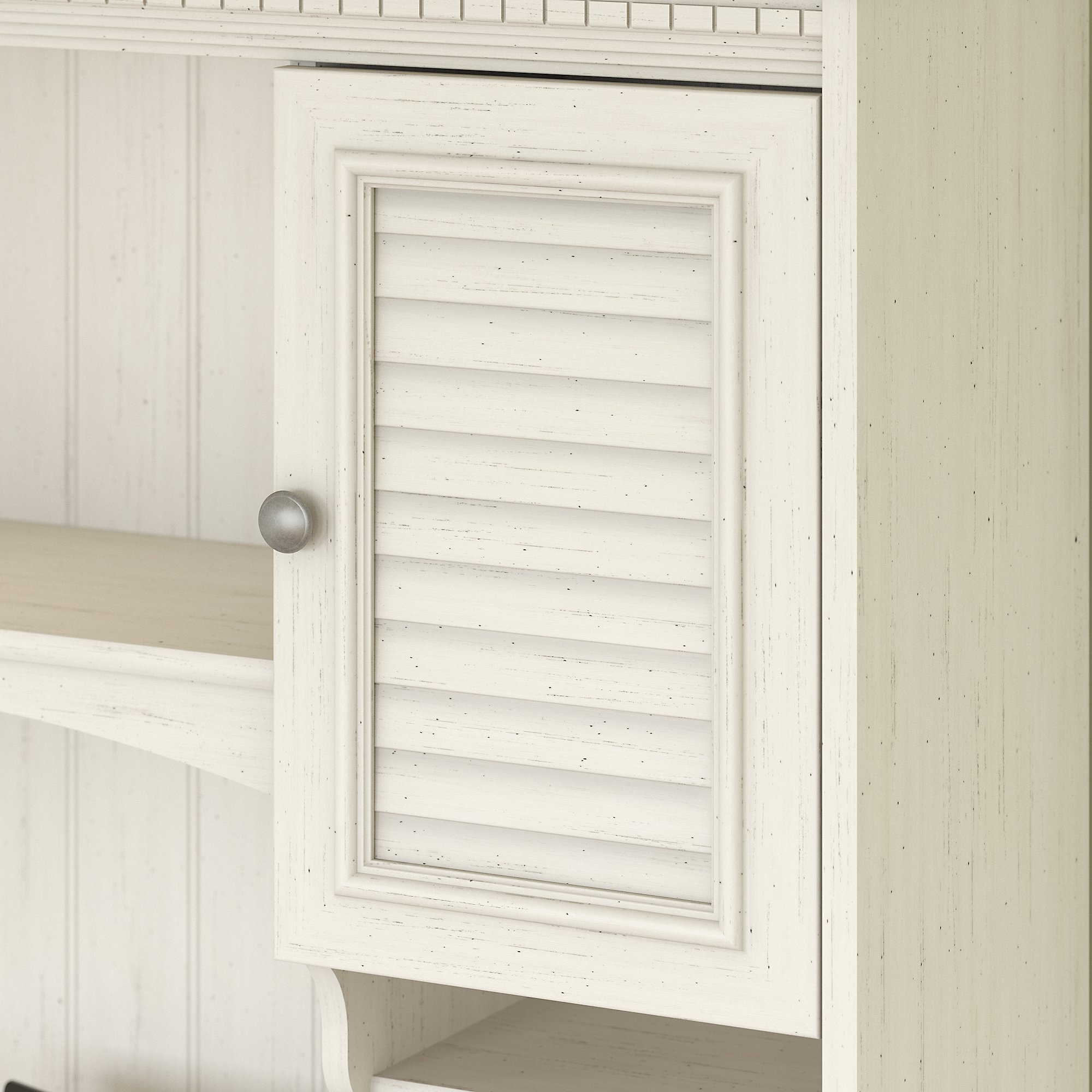 Bush Furniture Fairview Computer Desk with Hutch and 2 Drawer Lateral File Cabinet, Antique White