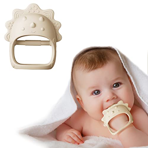 Alwoligag Silicone Dinosaur Baby Teether Toy, Anti-Drop Silicone Baby Mitten Teether for Soothing Teething Pain Relief, Baby Chew Toys for Sucking Needs(1 Packs)