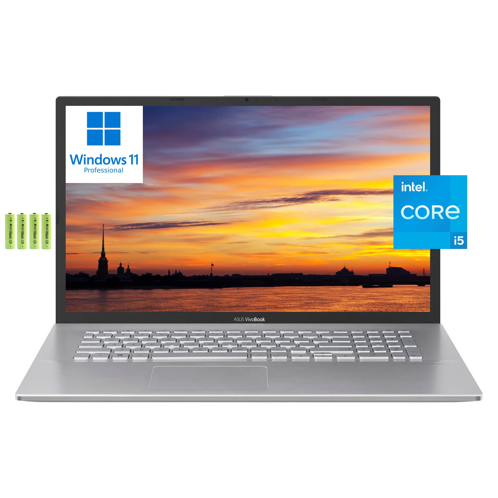 ASUS Vivobook [Windows 11 Pro] 17 17.3" HD+ Business Laptop Computer, Intel 4-Core i5-1035G1 (Beats i7-1065G7), 12GB RAM, 512GB PCIe SSD + 1TB HDD, Numeric keypad, WiFi 5, Bluetooth, HDMI, w/Battery