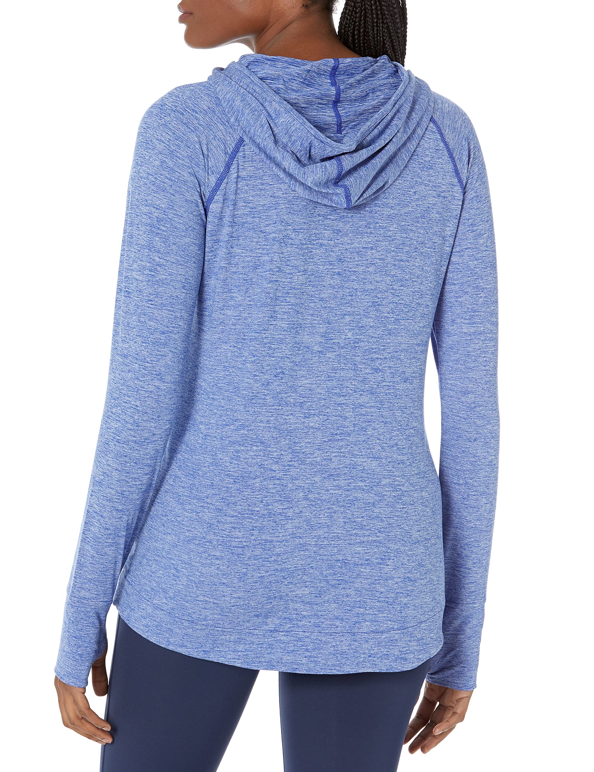 Amazon Essentials Women's Brushed Tech Stretch Popover Hoodie (Available in Plus Size), Blue Space Dye, Medium