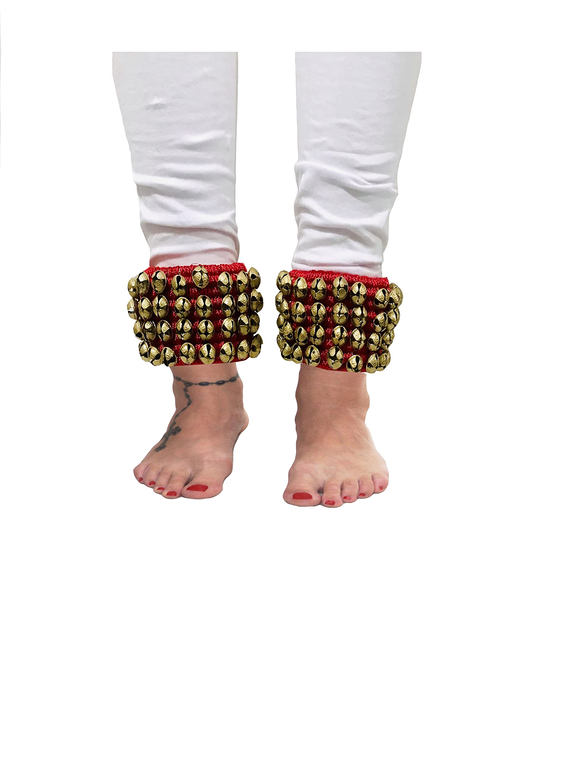 Ghungroo dancing bells ankle bells ghunghroo Red soft pad Four line ghungroo (40 + 40) Classical Dance Accessories Kathak dance brass bells (14 NO.) musical anklet for Bharatnatyam