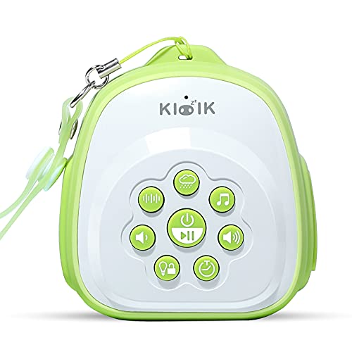 KIOZZIK Portable Sound Machine with Lullabies, White Noise Machine for Sleeping Baby, Kids, Adults, 26 Soothing Nature Sounds, USB Rechargeable, Timer & Memory Features, for Travel, On-The-Go