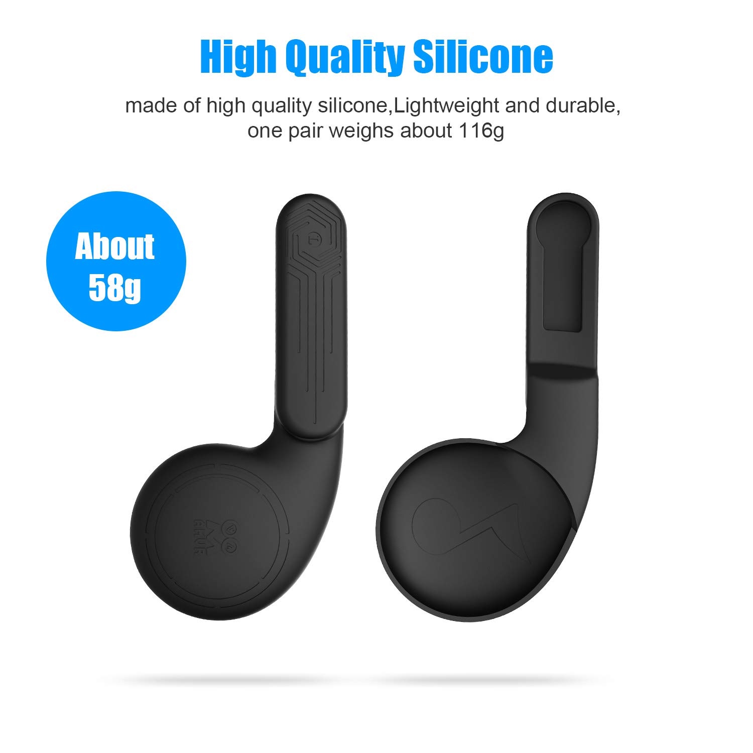 AMVR Silicone Ear Muffs for Meta Quest 2 VR Headset to Enhanced Headset Sound, for Quest 2 Accessories Headphone Extension Cover (Black, 1 Pair)