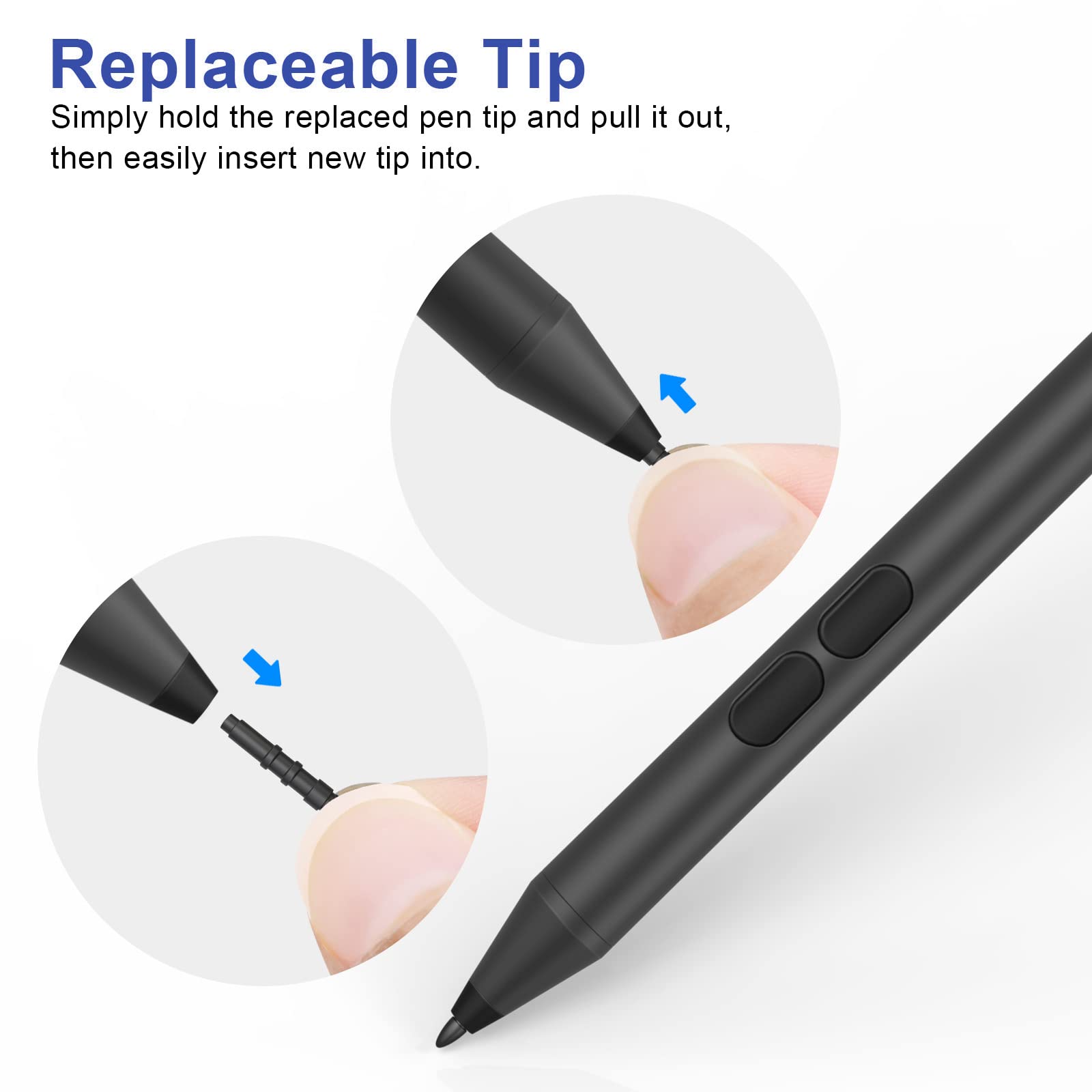 Pen Stylus for Surface Pro 11/10/9/8/X/7+/6/5/4/3/Surface 3, Surface Go 3/2/1, Surface Laptop/Studio/Book 4/3/2/1 with Palm Rejection, 1024 Levels Pressure, 2500h Working Hours