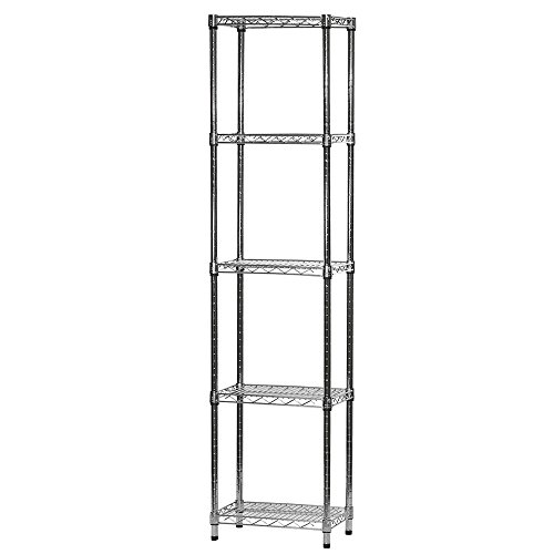Shelving Inc. 12" d x 18" w x 84" h Chrome Wire Shelving with 5 Tier Shelves, Weight Capacity 800lbs Per Shelf