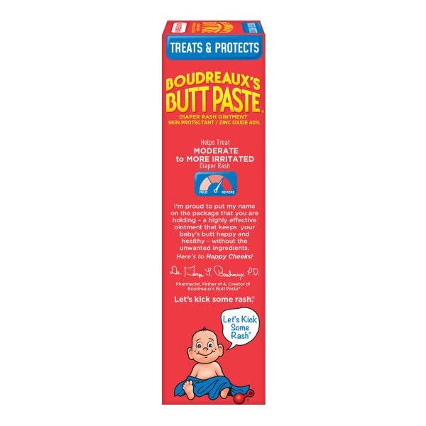 Boudreaux's Butt Paste Diaper Rash Ointment - Maximum Strength - Contains 40% Zinc Oxide - Paraben and Preservative-Free - 4oz (2 Pack)