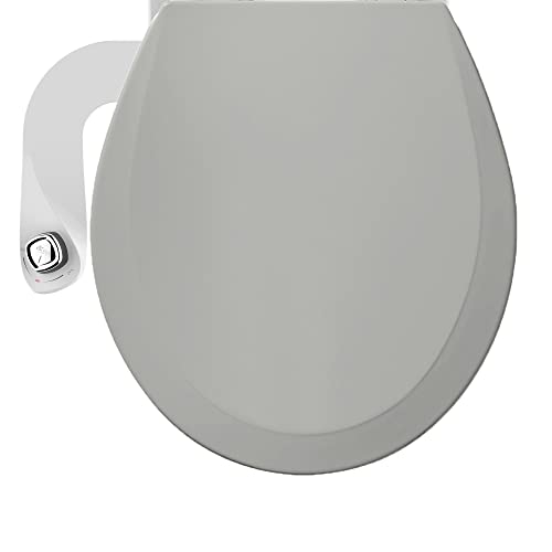 Bio Bidet by Bemis 500EC Toilet Seat with Perfect Fit, Fresh Water Spray, Non-Electric, Easy to Install Bidet, ROUND, Ice Grey