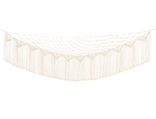 Mkono 2 Style Macrame Stuffed Animal Hammock Toy Storage Organizer with Lights and Tassels Boho Stuff Animals NetLarge Capability Corner Toys Display Hammock for Nursery Playroom