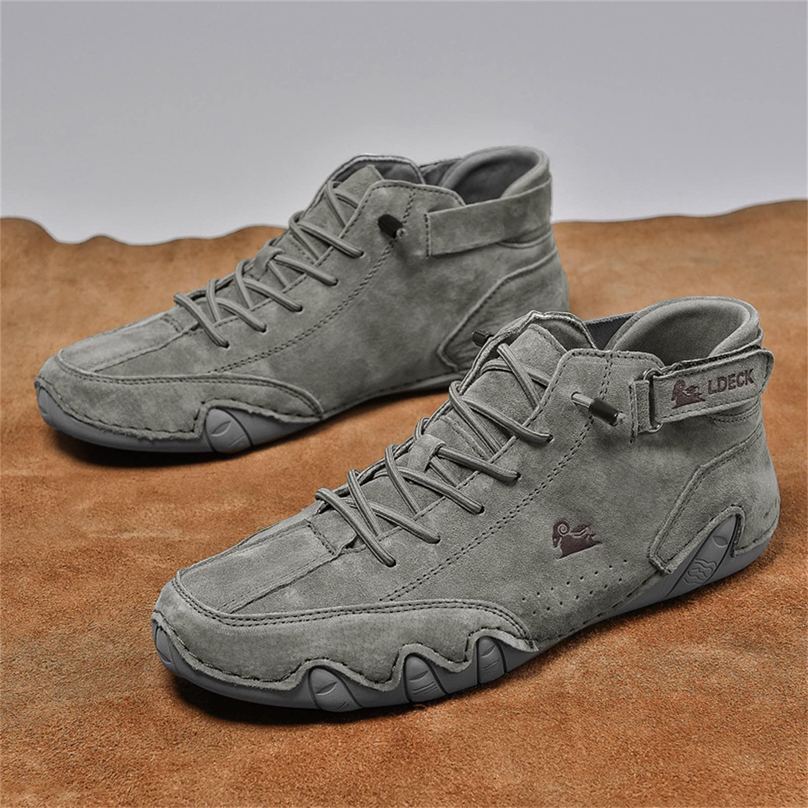 AMAM Mens Short Cowboy Boots with Zipper Mens Shoes High Top Lace Up Hook Loop Sport Shoes Hiking Boots for Men Support