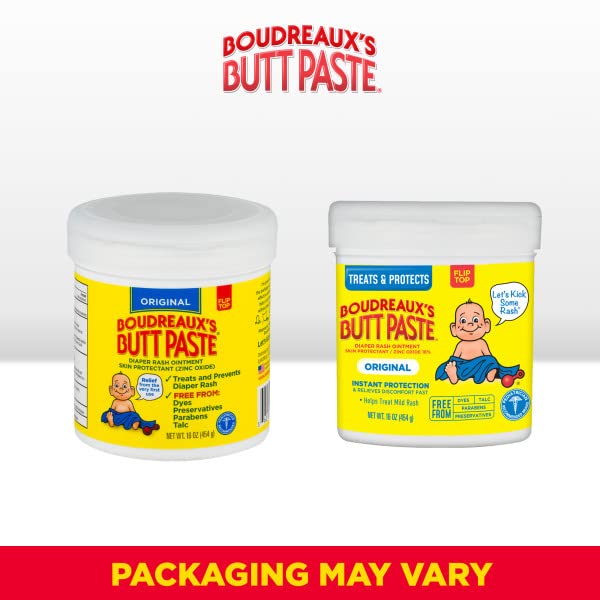 Boudreauxs Butt Paste Diaper Rash Ointment, vmhyTX, Original - Contains 16% Zinc Oxide - Pediatrician Recommended - Paraben and Preservative-Free - 2Pack (16 Ounce)