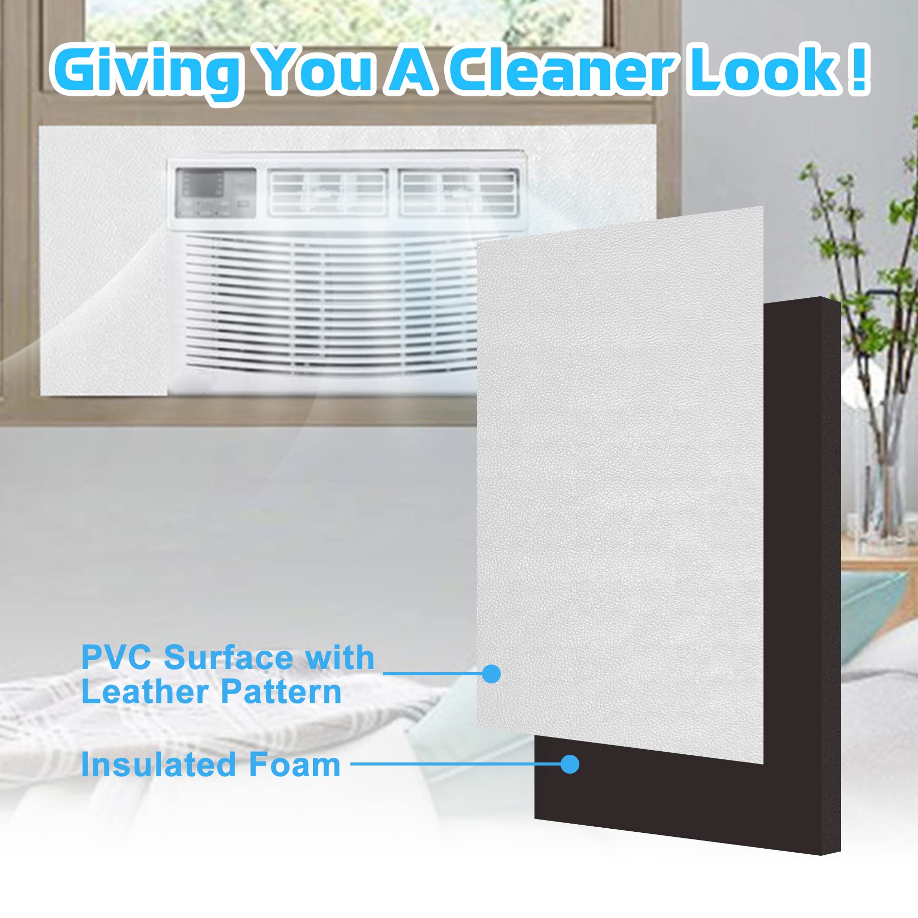 Air Jade Window Air Conditioner Side Panels, Full Surround Insulated Foam Cover for Indoor Window AC Unit, Window AC Seal Kit for Summer and Winter, White