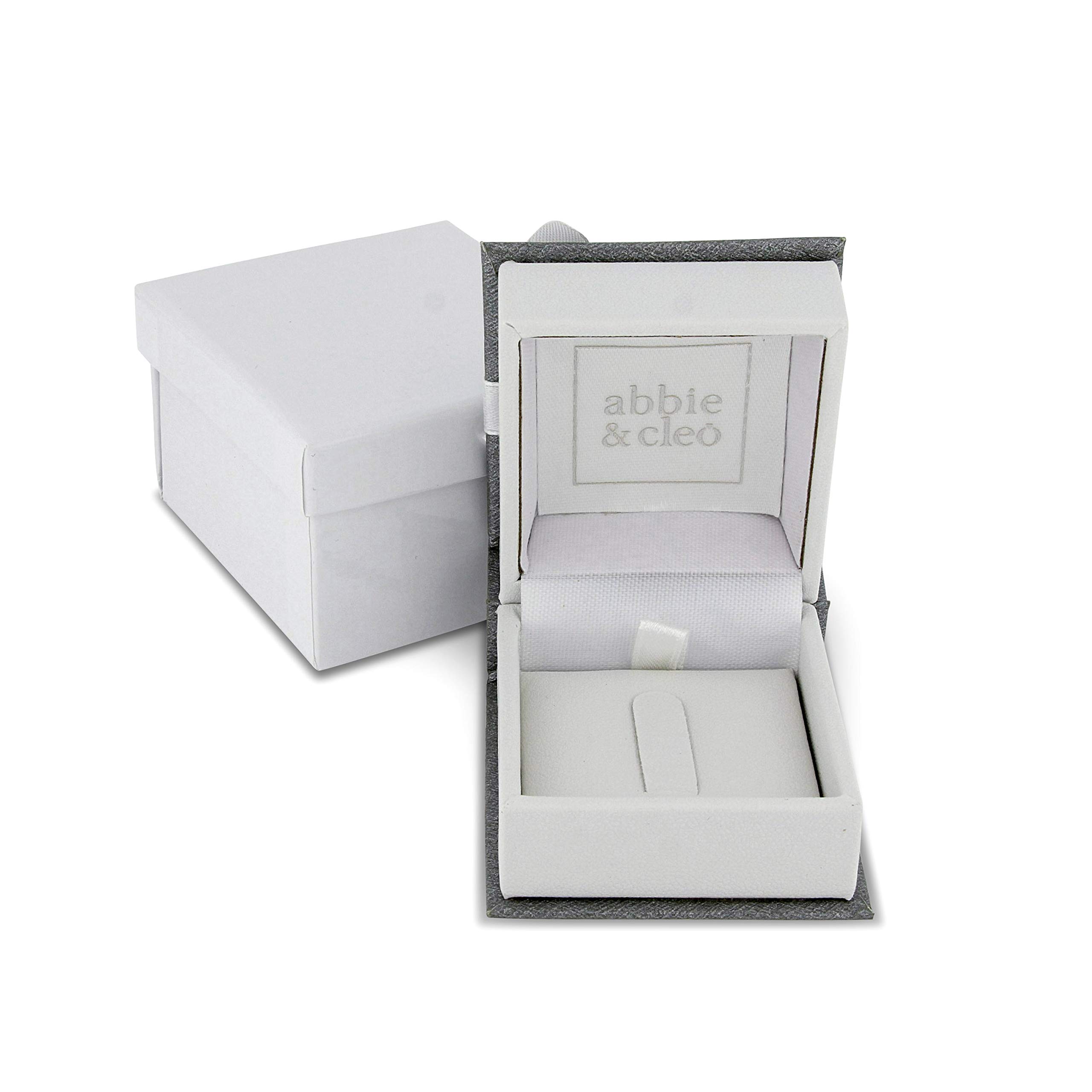 Abbie+Cleo Round Shape Created White Moissanite Gemstone Band Stackable Anniversary Ring in 10K White Gold, Size 6