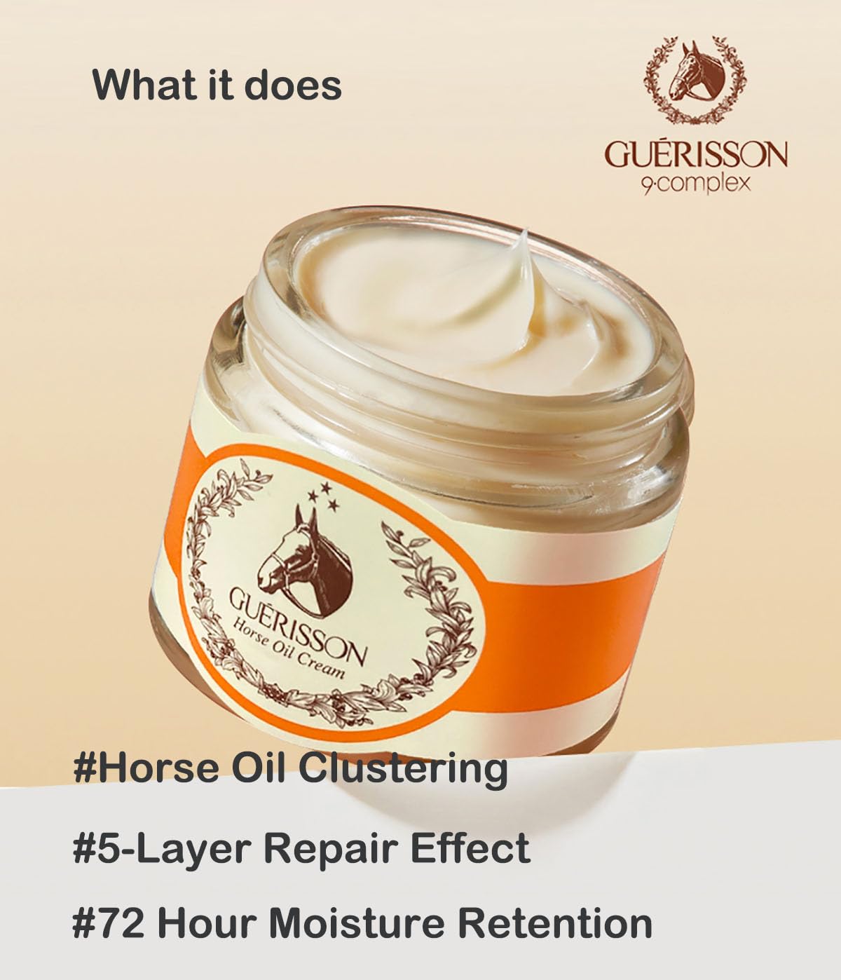 GUERISSON 9 Complex Cream 2.0 oz (70g), Long lasting Hydration, Moisturizing Cream, K Beauty Skin Care, Lifting Skincare, Horse Oil Rejuvenating, Skin Moisturizer, Moisturizing Face Cream