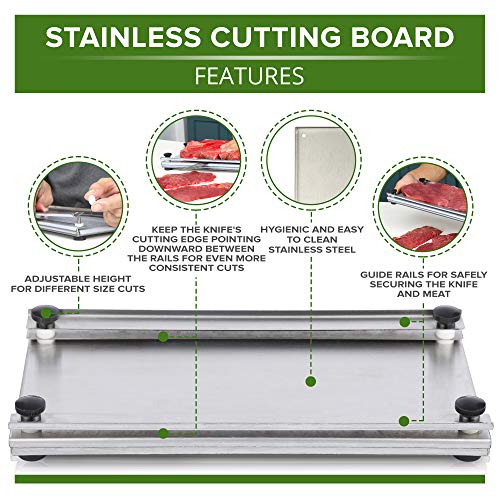shop-ezy Meat slicer Stainless Steel Jerky Maker Cutting Board With 10-Inch Professional Slicing and Carving Knife