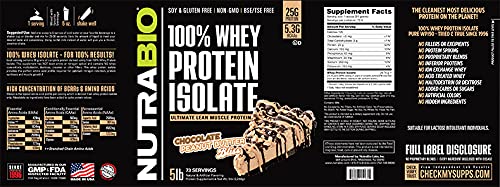 NutraBio 100% Whey Protein Isolate (Chocolate Peanut Butter, 5 Pounds)