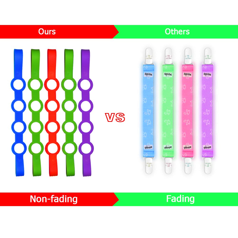 Toy Straps for Baby, 5 Pack Silicone Pacifier Clips Toddler Bottles Harness Holder for Stroller,Highchair,Crib,Shopping Trolley,Cars,Bags