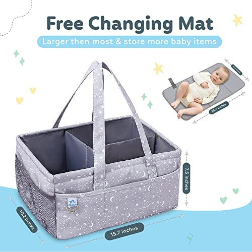 Large Baby Diaper Caddy Organizer with Nappy Changing Pad โ Baby Caddy Diaper Organizer for Changing Table, Car Storage Diaper Holder โ Baby Organizer Basket for Nursery Shower Gift Bag for Boy & Girl