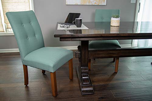 Homepop Home Decor | 4 – Button Tufted Upholstered Parsons Dining Chairs | Set of 2 Accent Dining Chairs, Aqua