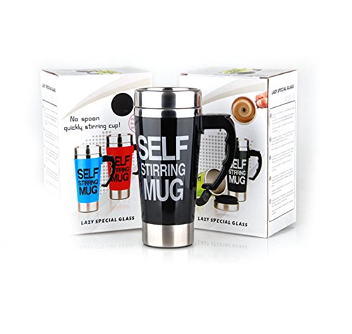 Mengshen Self Stirring Mug - Portable Lazy Auto Mixing Tea Coffee Cup Perfect For Office Home Outdoor Gift 450ml, A008A Black
