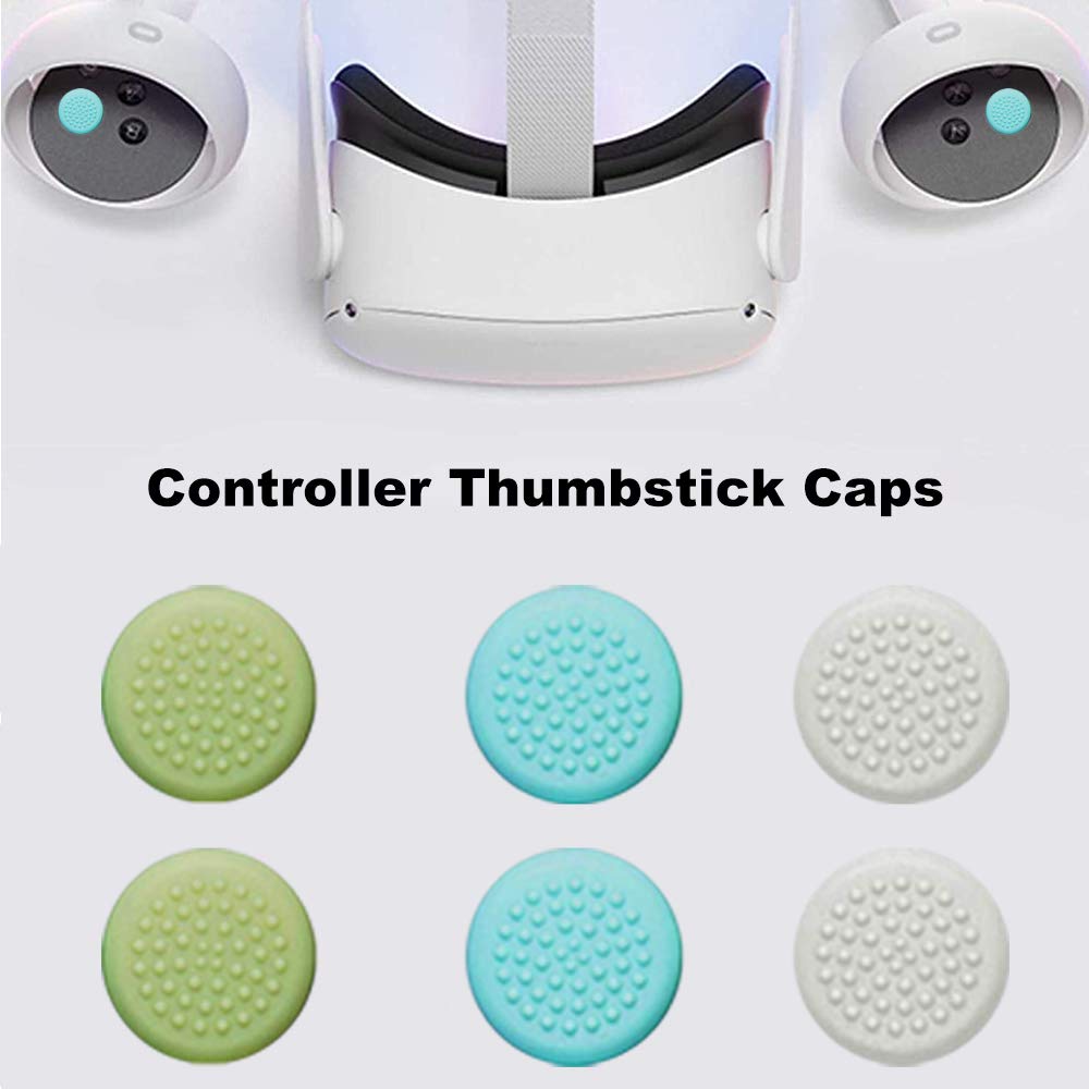 Accessories Bundle for Meta/Oculus Quest 2 with Silicone VR Face Cover - Touch Controller Grip Cover - Lens Dust Cover and 6 Thumbstick Grip Caps