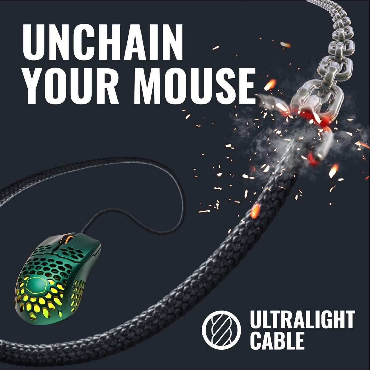 Cooler Master MM711 Wilderness Limited Edition Gaming Mouse with Lightweight Honeycomb Shell, Ultraweave Cable, 16000 DPI Optical Sensor, and RGB Accents