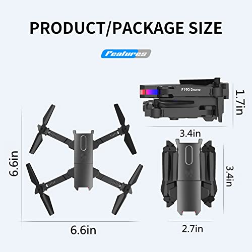 Dual 4K HD FPV Camera Remote Control Drone - Foldable Mini Drone Quadcopter Drone Toys Gifts for Adults Kids - Altitude Hold/Headless Mode/One Key Start (Black), 3.4x2.7x1.7in